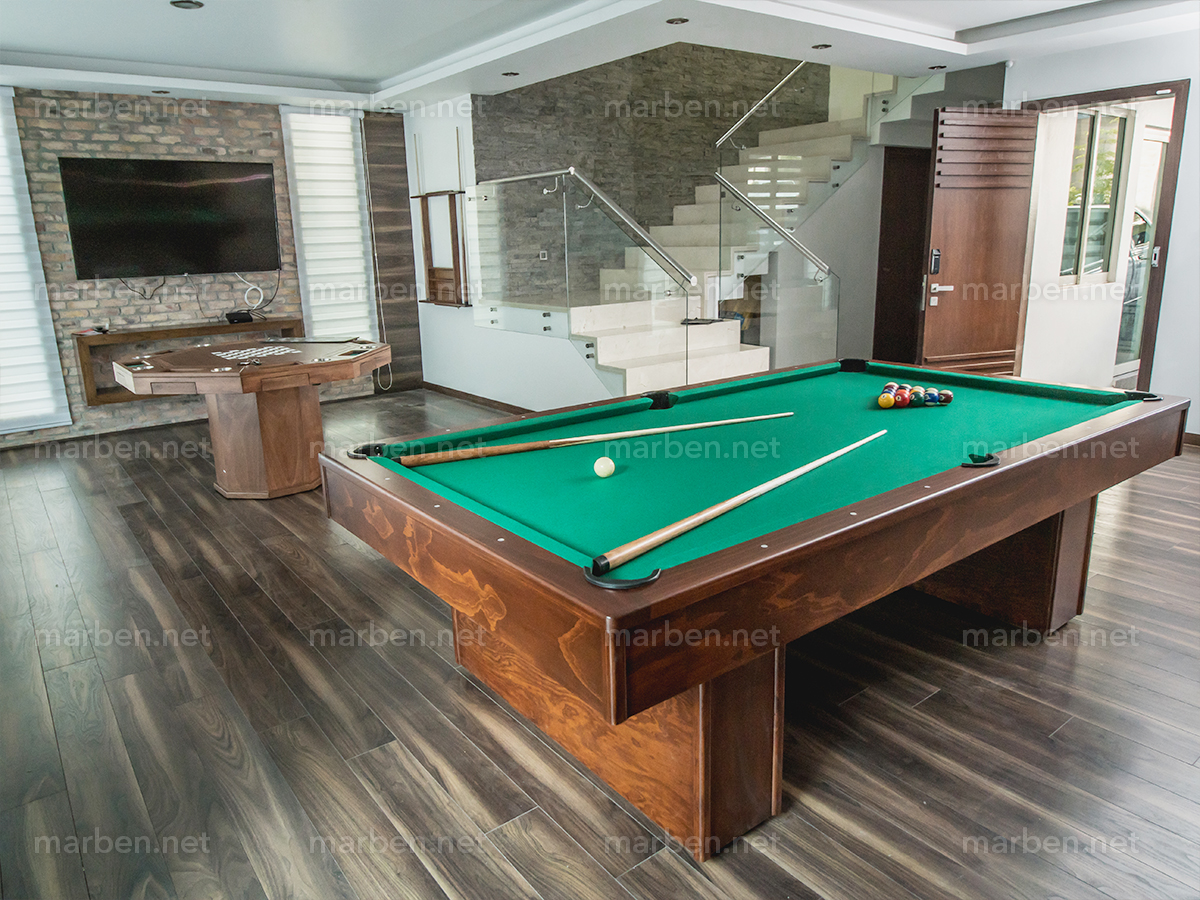 Mesa de Billar Monterrey Color Olmo con Vetas Imitación Parota Tamaño 7 ...